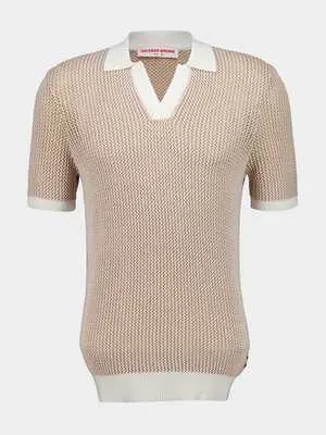 Orlebar Brown Biscuit Horton Chevron Crochet Polo