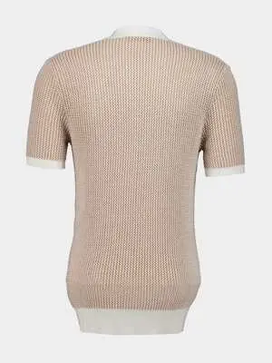 Orlebar Brown Biscuit Horton Chevron Crochet Polo