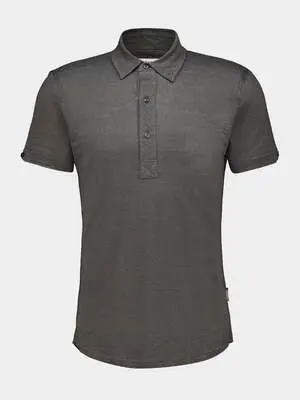 Orlebar Brown Elephant Grey Sebastian Tailored Linen Polo Grey
