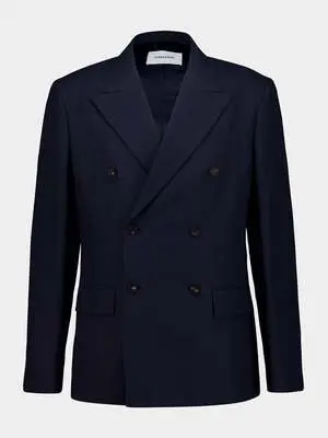 FERRAGAMO Navy Double-breasted Blazer - Blue