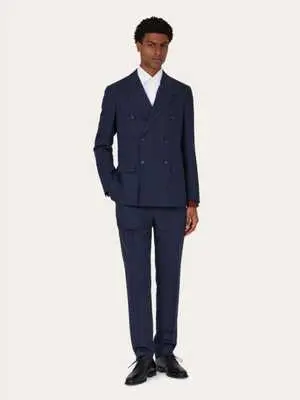 FERRAGAMO Navy Double-breasted Blazer - Blue