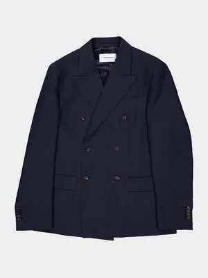 FERRAGAMO Navy Double-breasted Blazer