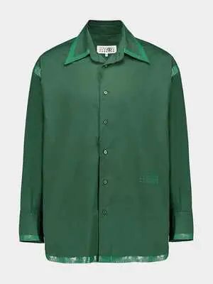 MAISON MARGIELA Poplin Shirt Jacket With Coated Hem - Green