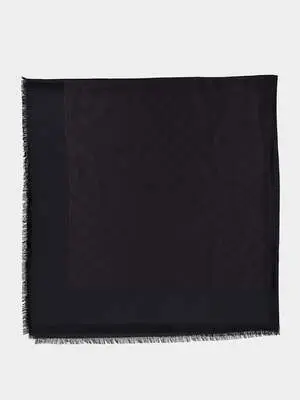 Gucci Gg Silk Cotton Jacquard Shawl - Black