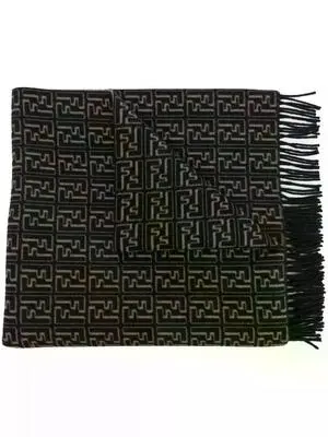 Fendi Logo-print Virgin-wool Scarf - Black