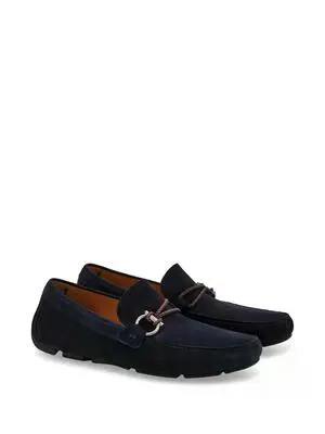 FERRAGAMO Gancini Ornament Driver Loafers - Blue