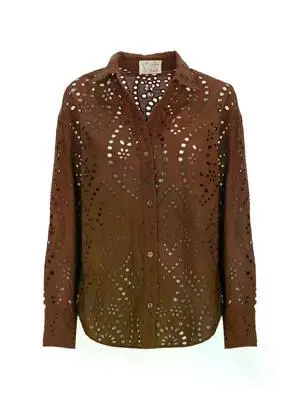 MC2 SAINT BARTH Broderie Anglaise Shirt - Brown