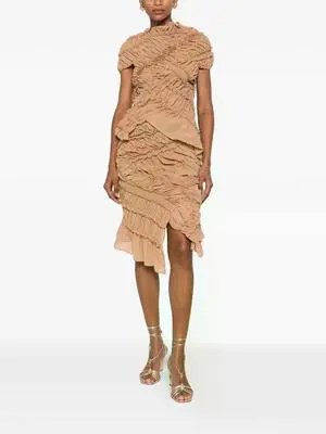 Magda Butrym Beige Ruffled Embellishment Midi Skirt