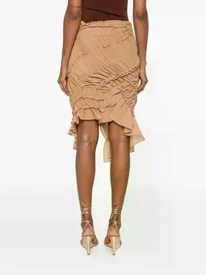 Magda Butrym Beige Ruffled Embellishment Midi Skirt
