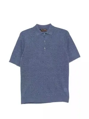 FILIPPO DE LAURENTIIS Short-sleeve Knitted Polo Shirt - Blue