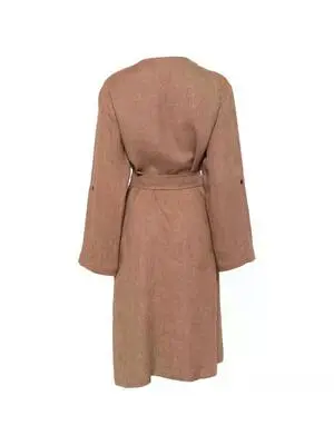 Max Mara Lembo Belted Long-sleeve Midi Dress