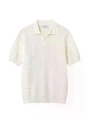 GRAN SASSO Waffle-knit Open-collar Polo Shirt - Neutrals