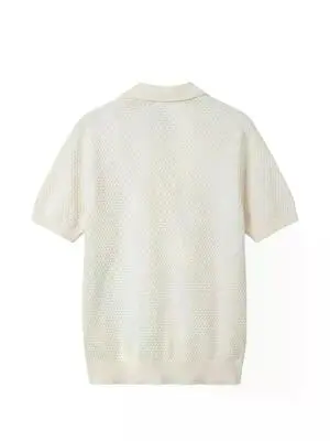 GRAN SASSO Waffle-knit Open-collar Polo Shirt