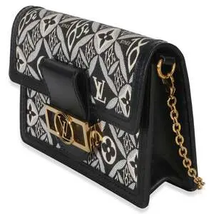 LOUIS VUITTON Blue Jacquard Since 1854 Dauphine Chain Wallet - Black
