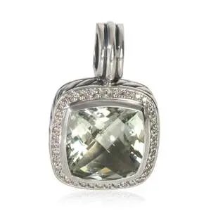 David Yurman Sterling Silver Prasiolite And Diamond Albion Pendant - Sterling_silver