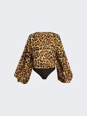 Alaïa Backless Bodysuit With Balloon Sleeves In Taffeta
