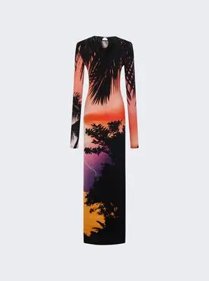 Rabanne Thunderstorm Printed Maxi Dress