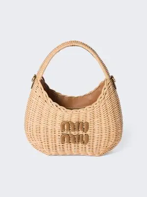 Miu Miu Wicker Handbag With Leather Trim