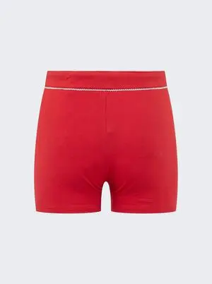 MARINE SERRE Light Ribbed Jersey Drawstring Waist Mini Shorts - Red