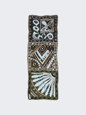 Emilio Pucci Mixed Print Silk Stole And Blue - Khaki