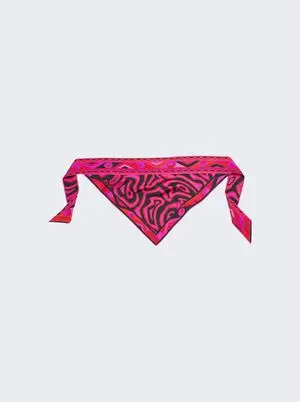 Emilio Pucci Labirinto Print Silk Triangle Scarf Turquoise Pink