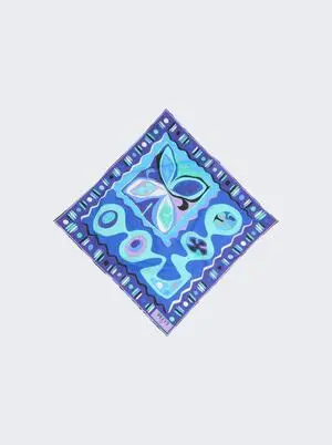 Emilio Pucci Angoli Print Cotton Scarf Pale Blue - Turquoise