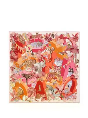 FERRAGAMO Jungle Party Print Silk Scarf - Pink