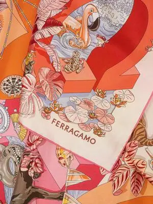 FERRAGAMO Jungle Party Print Silk Scarf