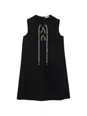 Burberry Cady A-line Mini Dress With Check Lace-up Detail