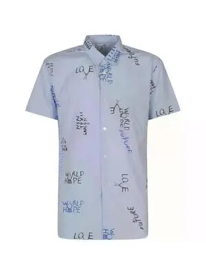 Comme Des Garçons Graffiti-print Check-panel Shirt