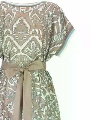 D.exterior Abstract Print Belted Maxi Dress