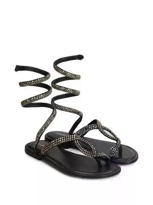 FUSION Crystal Embellished Spiral Sandals - Black