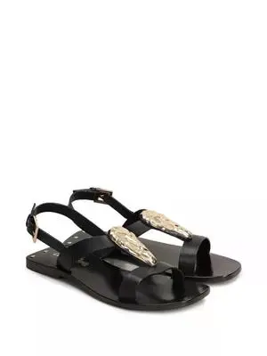 CORAL BLUE Hammered-plaque Slingback Sandals - Black