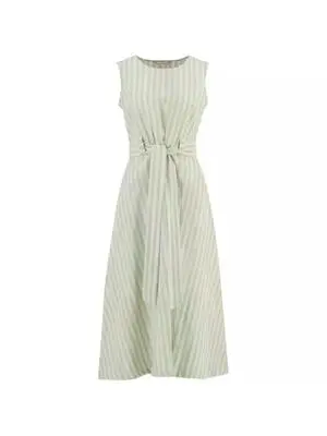 Barbour Striped Belted A-line Dress - Green