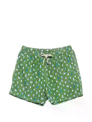 MC2 SAINT BARTH Penguin Print Swim Shorts - Green