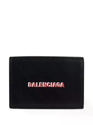 Balenciaga Logo Mini Leather Wallet - Black