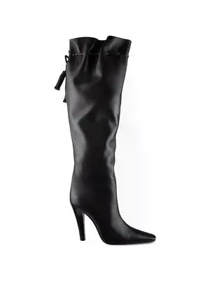 Saint Laurent Gathered Pointed Knee-high Boots