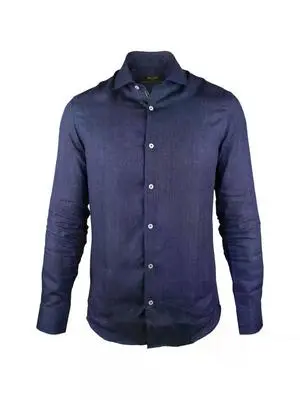 MOORER Buttoned Long-sleeve Shirt - Blue