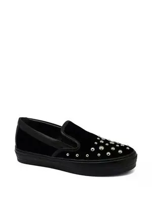 FERRAGAMO Stud-embellished Velvet Loafers