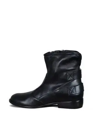 GIUSEPPE ZANOTTI Leather Buckle-strap Zipped Boots