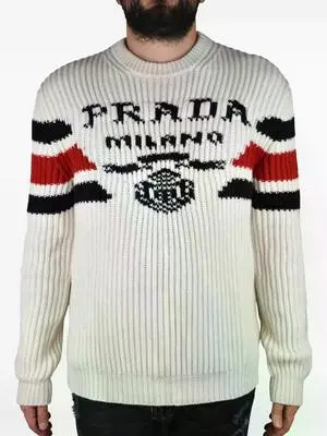Prada Logo Striped Cashmere Sweater