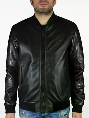 Philipp Plein Leather Bomber Jacket