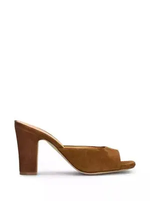 JULIE DEE Open-toe Suede Mules - Brown