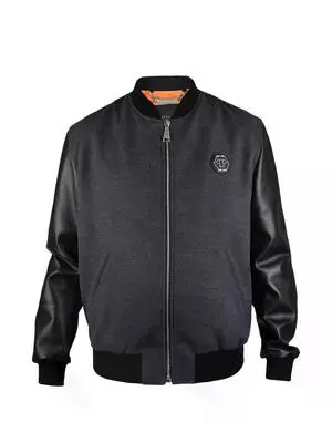 Philipp Plein Leather-sleeved Bomber Jacket