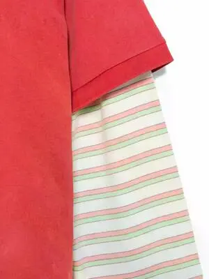 FOUND Layered-design Striped-sleeve Polo Shirt