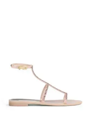 Menghi James Crystal-embellished Ankle-strap Sandals - Neutrals