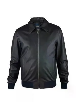 BILLIONAIRE Zip-up Leather Jacket - Black