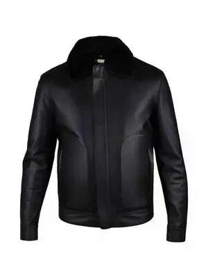 BILLIONAIRE Long-sleeved Leather Jacket - Black