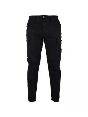 Stone Island Cargo Pants With Logo Patch - Black