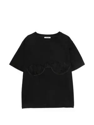 PARLOR Lace Appliqué T-shirt - Black